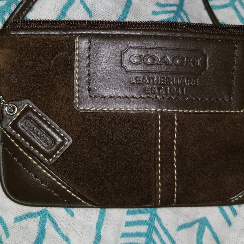 Authentic Coach Suede/Leather Accented Clutch - Gem